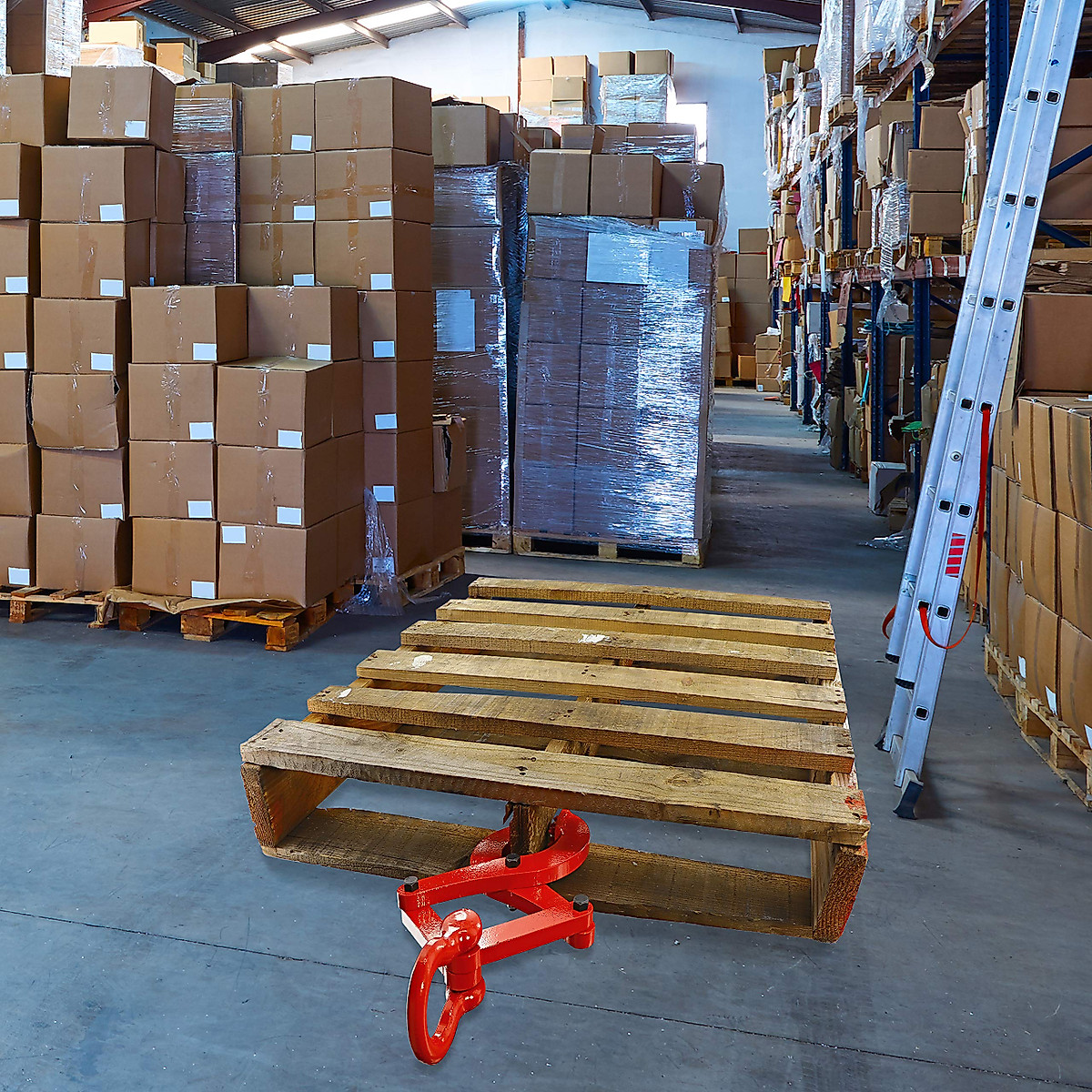 Single Scissor Heavy Duty Pallet Puller, Solid Steel, 2000 lbs Capacity, 5 Inch Opening and 1-1/2" Height Jaw Clamp Grabber Hook Puller Tool for Forklift Chain - by Rampro