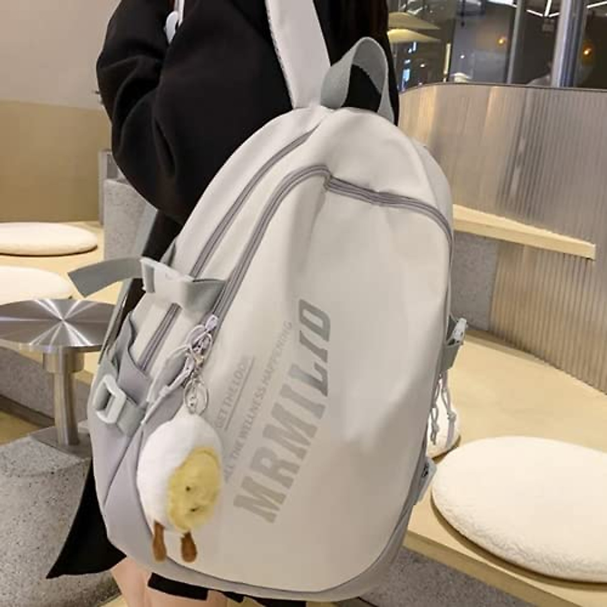 HIQUAY Kawaii Japanese Korean harajuku cute aesthetic backpack teenage school gift for birthday Christmas (grey)