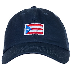 Ann Arbor T-shirt Co. Puerto Rican Flag Hat - Boricua Rico Pride Low Profile Baseball Dad Hat for Men & Women - (Navy Blue)