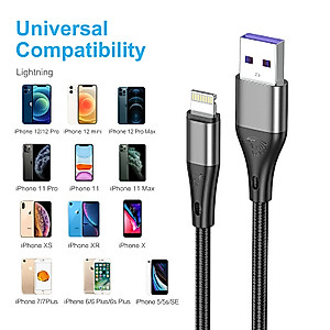 3Pack [ Apple MFi Certified ] 6FT iPhone Charger Cable, Lightning Cord Nylon Braided Charging Cables 6 Foot for iPhone 13/12/11/Pro/Xs/XS Max/XR/X/8 Plus/7 Plus/6 Plus/iPad/iPod/Mini/Air(Grey)