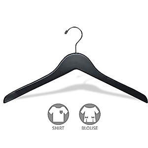 Matte Black Finish Wood Top Hanger with Chrome Hardware in 17" Length X 7/16" Thick, Box of 100