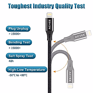 AGVEE 6.6ft [MFi Certified] Lightning to RCA Cable Audio Y Cord Adapter Converter for iPhone 14 13 12 11 XS XR X 8 7 iPad iPod to Car, Home Stereo Speaker Headphone, Amplifiers, HDTV, Black