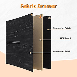 EnHomee 12 Drawer Dresser TV Stand for 65 70 75 Inch TV 63" W Extra Long Black Dresser for Bedroom with LED Lights & Power Outlets Entertainment Center with Drawers, Fabric Dresser for Closet