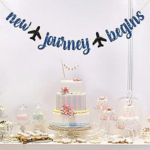 MonMon & Craft New Journey Begins Banner / We'll Miss You Banner / Job Change / Office Work Party / Retirement Banner / Graduation Party Supplies Black