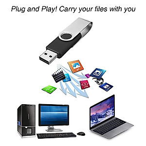 20PCS 128MB 256MB 512MB Bulk Flash Drives USB 2.0 Flash Drives Pack Thumb Drives Bulk Swivel Bulk USB Drives, Black (20PACK 256MB)