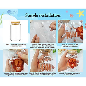 Rngmsi UV DTF Cup Wraps for 16 oz - 8 Sheets Animal UV DTF Cup Wrap Dinosaur Mermaid Sea Animal Waterproof UV DTF Wraps for Glass Cups Wood Crafts