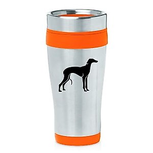 16oz Insulated Stainless Steel Travel Mug Coffee Mug Tumbler Greyhound (Orange)