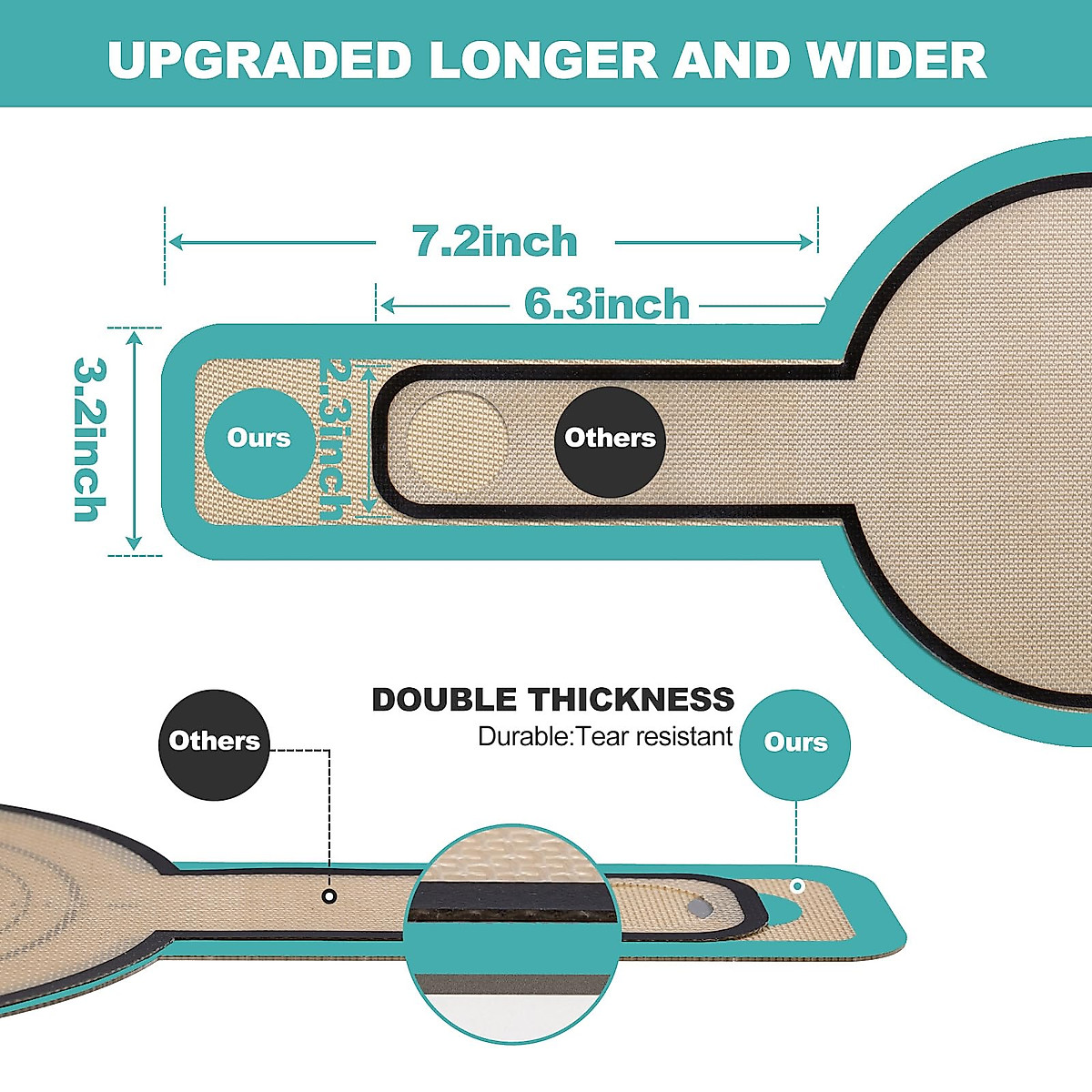 Silicone Bread Sling Dutch Oven - Best Japan Silicone. Non-Stick & Easy Clean Reusable Silicone Bread Baking Mat. With Extra Long Handles Bread Baking Sheet Liner, 2 Aqua Sky Set Transferable Dough