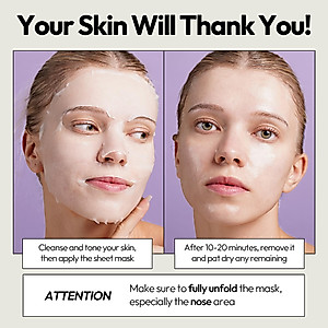 LAPCOS Collagen Sheet Mask, Firming Daily Face Mask with Collagen Peptides for Anti-Aging, Helps to Minimize Wrinkles, Restores Skin Elasticity & Firmness, Korean Beauty Favorite, 5-Pack