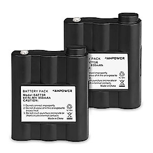 BATT5R Battery, 6V 850mAh NI-MH Rechargeable Battery for Midland Walkie Talkie GXT800, GXT808, GXT850, GXT860, GXT881, GXT895, GXT900, GXT950, GXT991, GXT1000, GXT1030, GXT1050,T290, T295,2 Pack