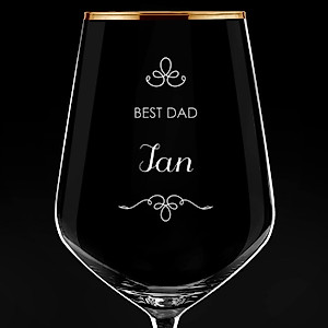 Maverton Set of 2 Personalized Gold Rimmed Wine Glasses - Pair of Glasses for Wedding - For Wine Connoisseurs - Perfect for Couples - Engraved Glasses with Gold Band for pairs - PARENTS