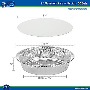 Nicole Home Collection Aluminum Pans 9” Round Disposable Foil Pans With Lids (50 Pack) – 9 Inch Round Disposable Takeout Pans With Board Lids (9" Inch Round)