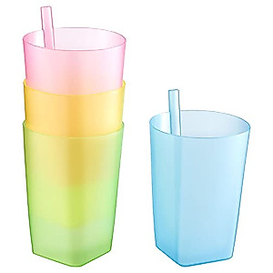 EXCEART Children Sippy Cup 4Pcs Toddler Sip Cups with Built in Straw Kids Drink Cups with Straws