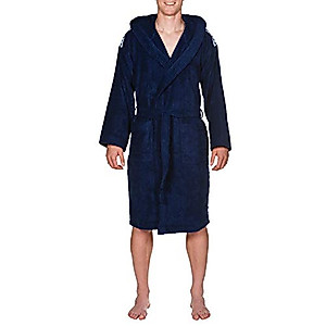 ARENA Unisex Core Soft Robe Bathrobe, Navy/White, X-Small