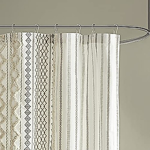 INK+IVY Imani Tufted Chenille 100% Cotton Shower Curtains Machine Washable, Modern Home Bathroom Décor Bathtub Privacy Screen, 72" x 72", Ivory