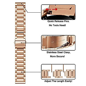 ViCRiOR Bands Compatible with 19mm ID205L Veryfitpro SmartWatch Stainless Steel + Mesh Strap Bracelet Replacement Band for ID205L, ID205G ID205 ID205U ID205S, Rose Gold