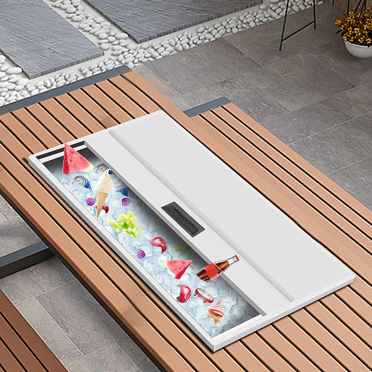 Drop in Ice Chest 104L Drop-in freezer Stainless Steel Ice Cooler Double-walled Design Built-in Thickened Foam Outdoor Kitchen for Cold Wine Beverage