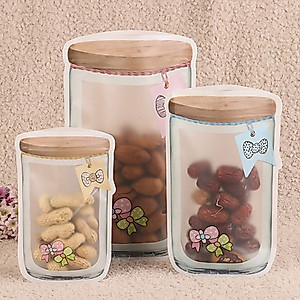 Enkrio 20 PCS Reusable Mason Jar Zipper Bags Mason Jar Bag Refrigerator Organizer Stand-up Airtight Seal Saver Bags Food Storage Sandwich Bags for Kitchen Snack (10L 6M 4S)