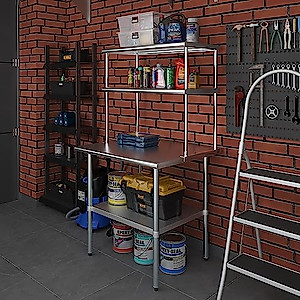 30" x 36" Stainless Steel Work Table with 18" Wide Double Tier Overshelf | Metal Kitchen Prep Table & Shelving Combo