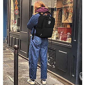 KALIDI Casual Backpack, 17 Inches Laptop Backpack for Men Women, Water Resistant Vintage Rucksack Business Travel Daypack College School Bag, Black