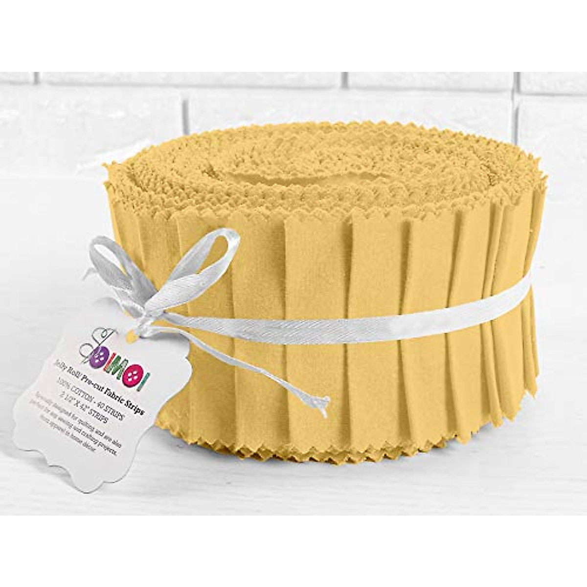 Soimoi 40Pcs Solid Goldenrod Precut Fabrics Strips Roll Up 2.5 Inches Cotton Jelly Rolls for Quilting