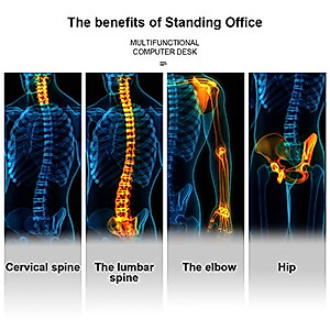 Standing Desk Height Adjustable Stand Up Desk Converter for Laptop Dual Monitors 47 Inches Large Desktop Sit to Stand Desk with Sturdy Frame, Ergonomic Home Office Computer Workstation, Black