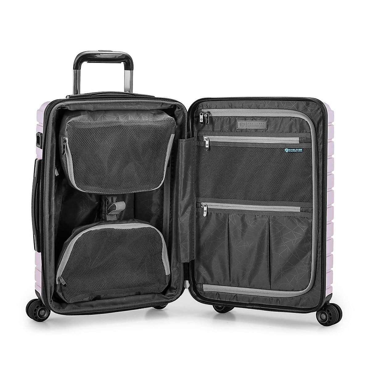 Traveler's Choice Archer Polycarbonate Hardside Spinner Luggage Set, Tie Down Straps, Purple, Carry-On 21-Inch