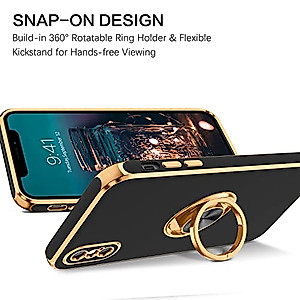BENTOBEN iPhone Xs Case, Phone Case iPhone X, Slim Fit Sparkly Kickstand Ring Holder Design Shockproof Protection Soft TPU Bumper Drop Protective Girls Women Boys iPhone Xs/X 5.8" Cover, Black/Golden
