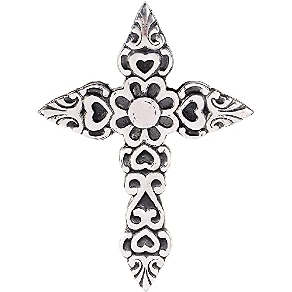 Ardour 9.7 Inch Antique Silver and Black Wall Cross For Home Decor.Metal Hanging Decorative Crosses Wall Decor.Cross For Wall Of Crosses,Religious Home Decor