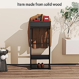 GLSCASA Valet Stand Clothes Hat Rack Storage Organizer Display Free Standing,Wardrobe Valet For Men Black