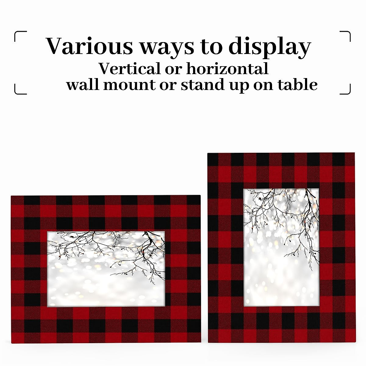 JXDXHCW 4x6 Picture Frame Red Buffalo Plaid Home Gallery Wall Tabletop Decor with Stand Hanging Hook for Photos Certificate Poster Collage Display-Checkered Pattern Frame