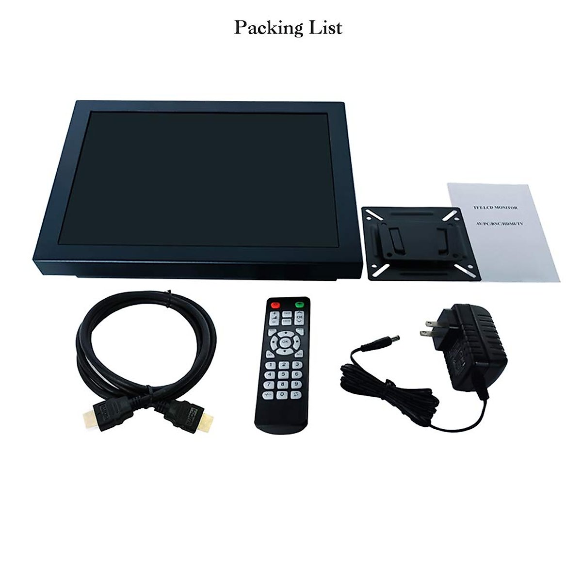 iChawk 12.1'' inch PC Monitor 1024x768 4:3 AV RCA BNC HDMI-in VGA Built-in Speaker Remote Control Monitor LCD Screen for PC Display with USB Interface Small Video Player Pluggable U-Disk W121MN-592