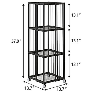 Huhote Rotating Bookcase Black 3 Tiers Metal Bookshelf, 360°Cubic Large Capacity for Small Space with Storage and Creative Multi-Layer Shelves,Magazine&Books for Bedroom Living Room Study and Office