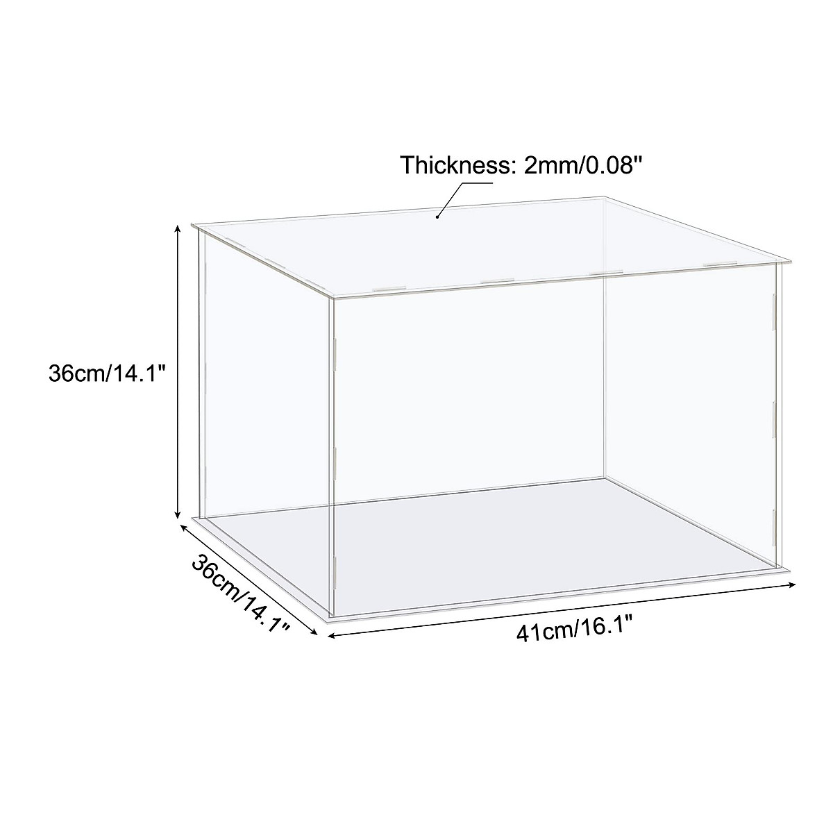 MECCANIXITY Acrylic Display Case Box Clear Dustproof Protection Showcase 16.1x14.1x14.1 Inch for Collectibles Display