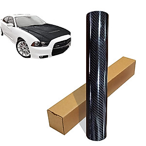 Carbon Fiber Vinyl Wrap 10ft x 1ft Self Adhesive Film, Black Vinyl Wrap Bubble Free with Air Release Technology, Perfect for Cars DIY Exterior Interior Protection (Black Carbon Fiber, 10ft x 1ft)