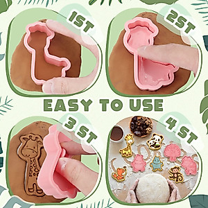 16 Pcs Animal Cookie Cutters with Plunger Stamps Set 3D Animal Shape Cookie Cutters Animal Embossing Cutter for Biscuit Fondant Cheese Baking Molds Forest Animal Biscuit Baking for DIY (Animals Style)