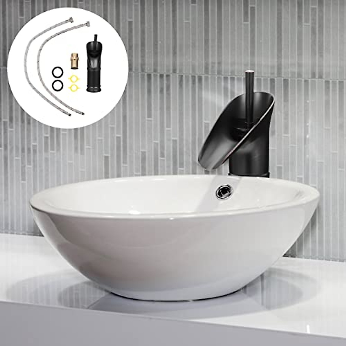 DOITOOL 1 Set Black Faucet Bathroom Sink Faucet Bathroom Faucets Waterfall Bath Mixer Tap Faucet for Bathroom Sink Bathroom Water Tap Lavatory Basin Faucet Dressing Table Copper Tub