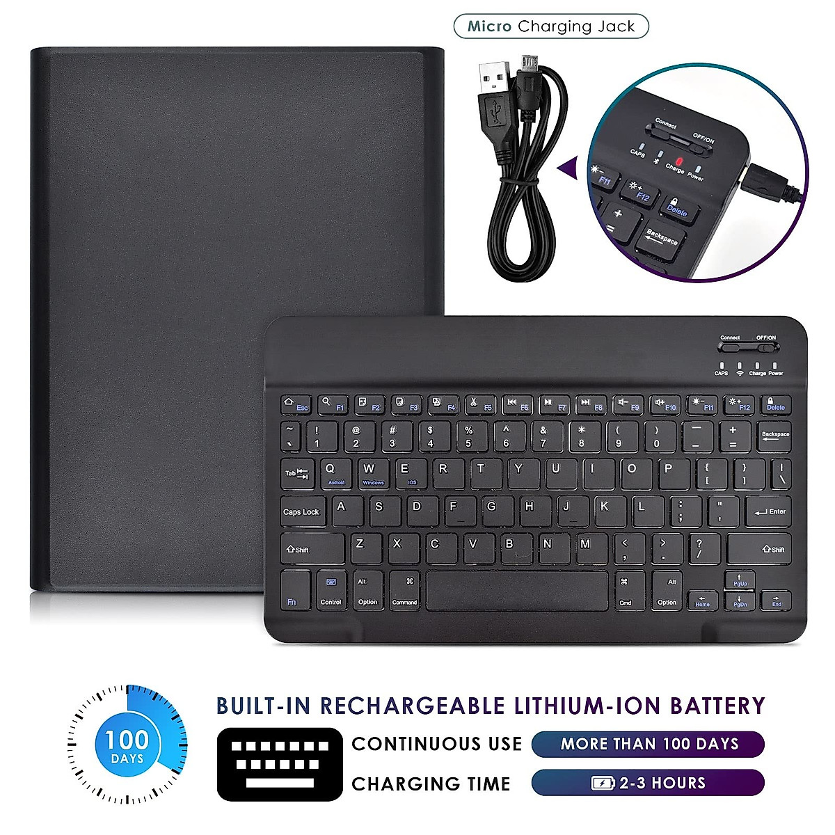 DETUOSI iPad 9.7" Case with Keyboard for iPad Air 2/ Air 1, iPad Pro 9.7, iPad 9.7 inch 2017/2018 (5th/ 6th Gen), Detachable Wireless Keyboard + Multiple Angle Stand PU Leather Cover for iPad 9.7-inch