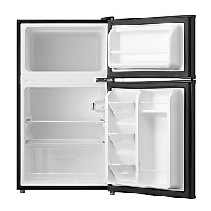 3.2 Cu Feet Two Door Compact Refrigerator with Freezer, Black
