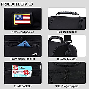 MIER 2 Compartment Lunch Bag for Men Women, Leakproof Insulated Cooler Bag for Work, Black