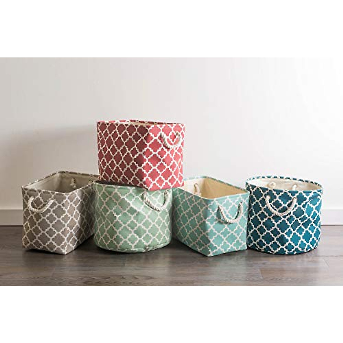 DII Polyester Container with Handles, Lattice Storage Bin, Large, Aqua