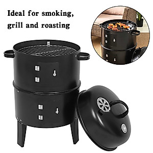 Artudatech 3-in-1 Detachable Vertical Charcoal Smoker Portable BBQ Smoker Grill