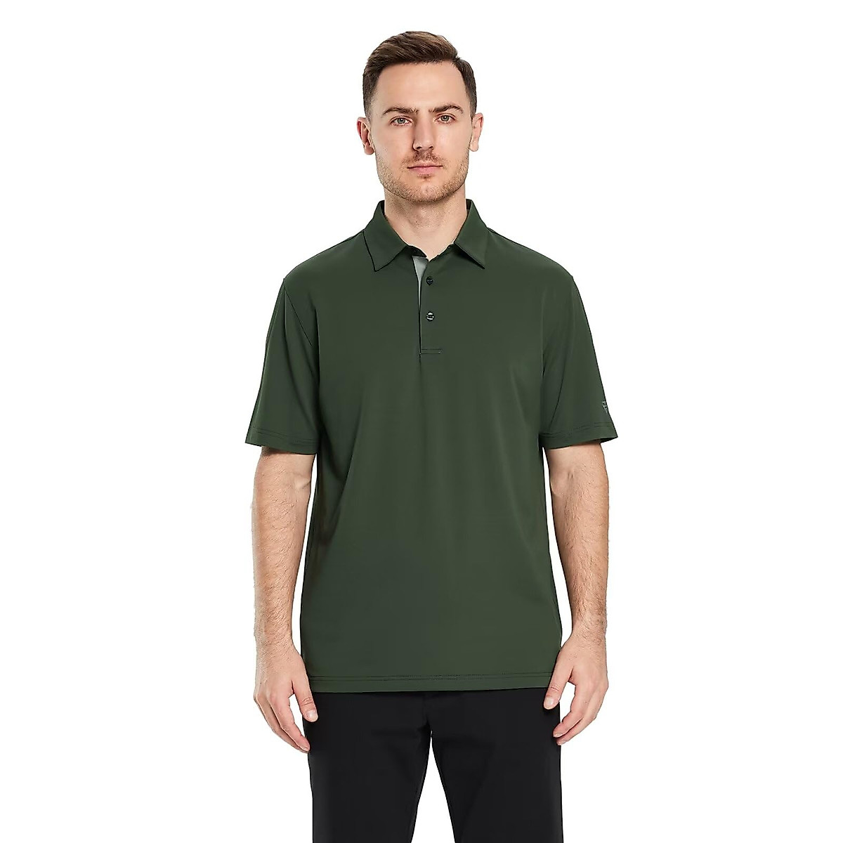 M MAELREG Mens Pique Polo Shirts Short Sleeve Performance Moisture Wicking Quick Dry Casual Golf Shirts for Men Olive Green
