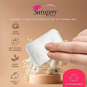 Swisspers Premium Cotton Pillow – 100 Count (Pack of 4) – Ultra-Soft, Hypoallergenic Cotton Pads with Precision Grip for Gentle Skincare and Makeup Removal – Lint-Free Cleaning