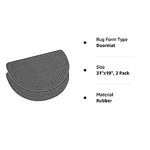 VANZAVANZU Kitchen Rugs, 2 Pack 31"x19" Kitchen Mats, Half Moon Round Kitchen Rugs Carpet, Designed in Latex Anti Skid Absorbent and Machine Washable for Kitchen Doorway Bathroom Floors (Gray)