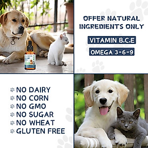 Natural Oil for Dogs and Cats - Natural Oil Drops with Omega Fatty Acids - Hip and Joint Support and Skin Health 240320086