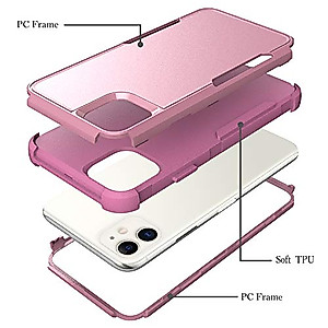 Compatible for Apple iPhone 11 Cases, Pink Cute Women & Girls Heavy Duty [ Red Rose Floral ] Cover with [ Shockproof ] Protective Flower Phone Case for iPhone 11 -TQ RR