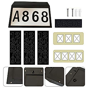 OSALADI Solar Lights Outdoor Metal Sign House Numbers Solar Powered Address Sign Set Lighted Address Sign Lamp for Home Street Garden Doorplate Black Outdoor Sign Outside Solar Lights