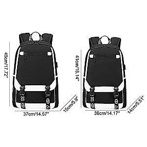 JiaYou Boys Backpack High Middle School Bag Laptop Casual Daypack with USB charging port for Men College Students(White Black,25 Liters)