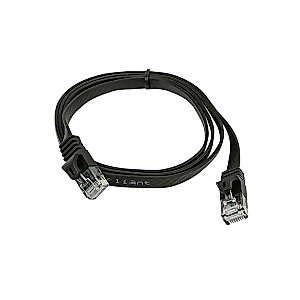 Monoprice Cat5e 3ft Black Flat Patch Cable UTP 30AWG 350MHz Pure Bare Copper Snagless RJ45 Flexboot Series Ethernet Cable